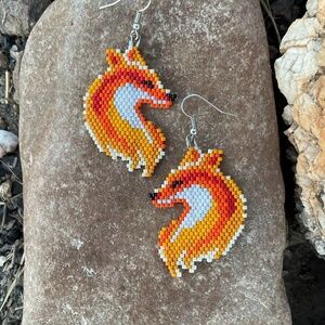 DoubleACreations | Jewelry | Red Fox Beaded Earrings New Handmade By Me ...